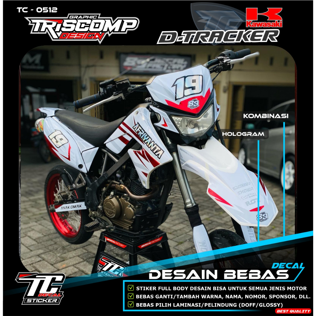 Jual Sticker custom decal klx old dtracker 150 lama motif putih ...