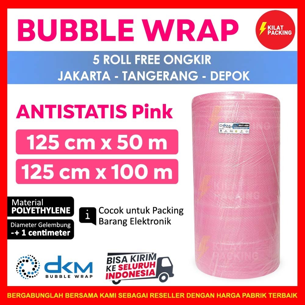 Jual Bubble wrap dkm+ anti static bubble anti statis merah muda roll ...