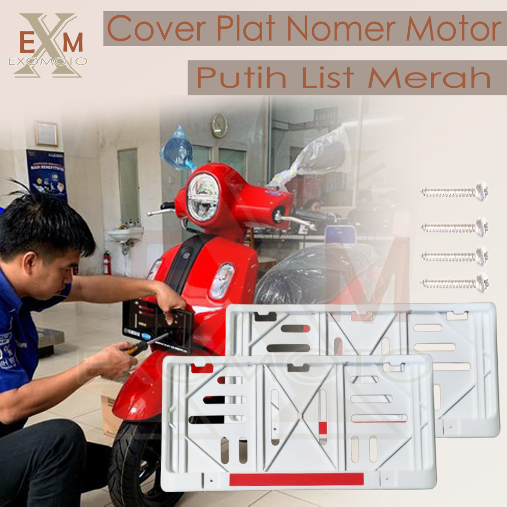 Jual Dudukan Plat Nomor Motor Putih 2PCS+M + Baut Cover Plat Nomor ...