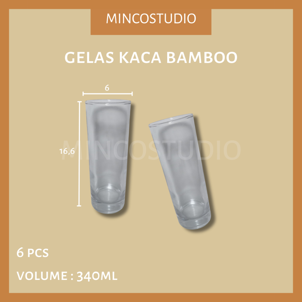 Jual [VIA INSTANT] GELAS KACA BAMBOO / GELAS KACA BAMBOO 340ML / GELAS ...