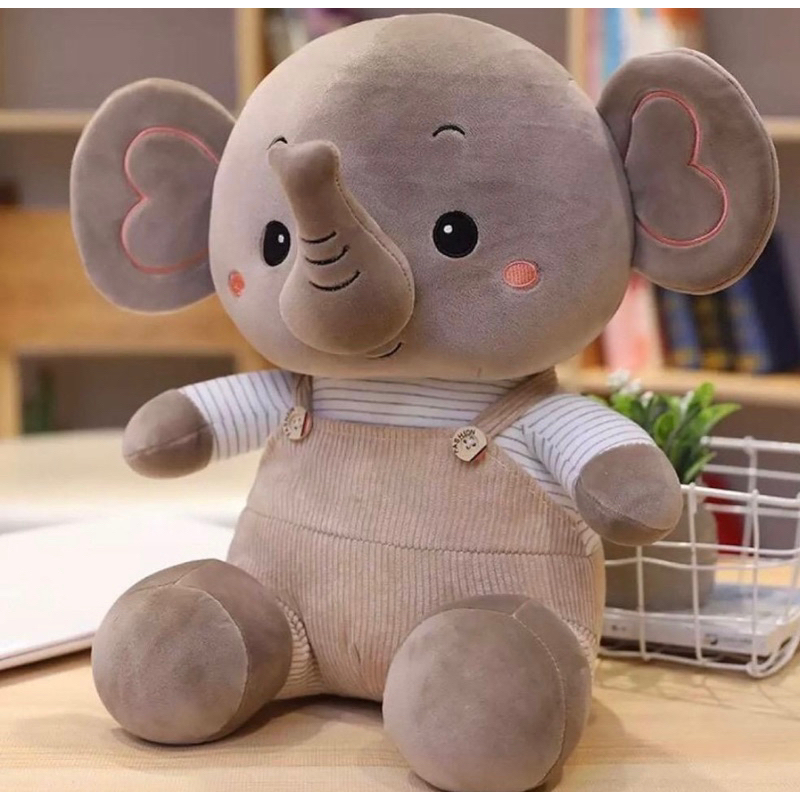 Jual Boneka IMPORT gajah jumbo 40cm dan 30cm sitting pakai baju lucu 2 ...