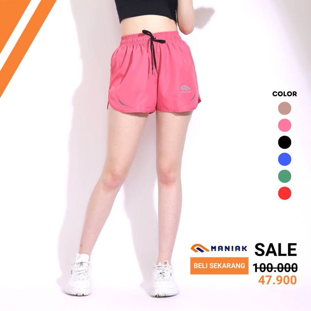 Jual MANIAK Celana Pendek Olahraga Wanita Running Gym Senam Lari (CLW ...