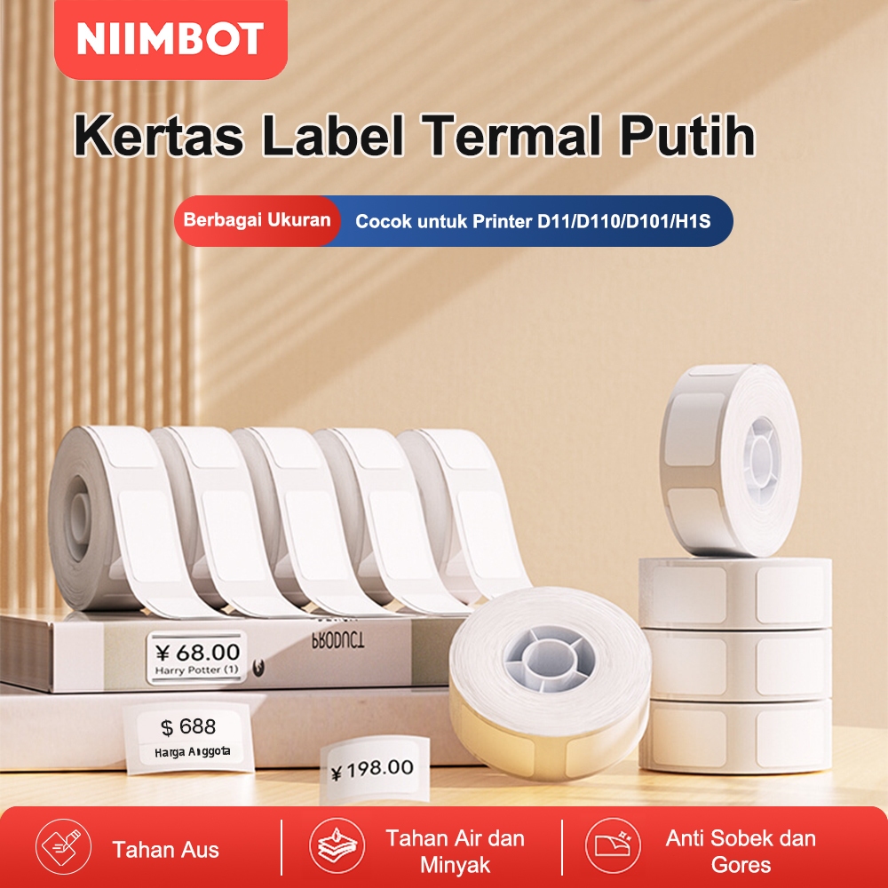 Jual NIIMBOT D11/D110/D101 Thermal Stiker Label Putih Tahan Air Anti ...