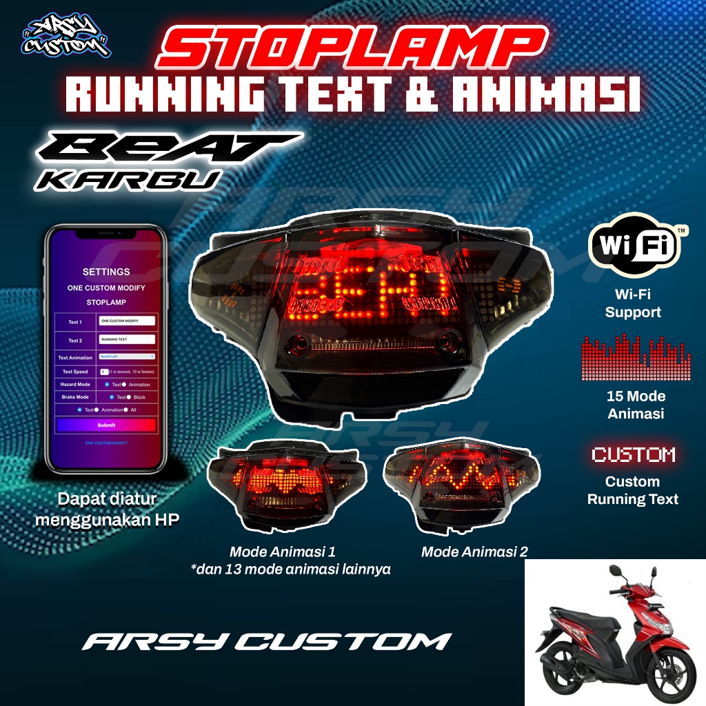 Jual Stoplamp Running Beat Karbu Text Animasi Variasi Lampu LED Rem ...