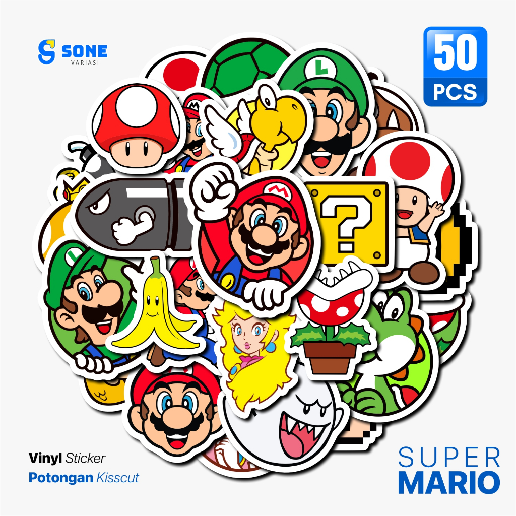 Jual Stiker Mario Bros Paper Vinyl Waterproof Sticker Laptop Koper ...