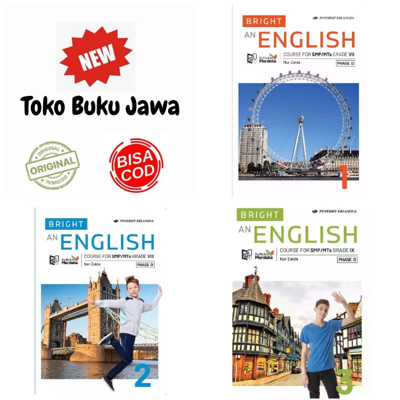 Jual OBRAL Buku SMP Bright An English Course Kelas 7 8 9 VII VIII IX Erlangga Kurikulum Merdeka ...