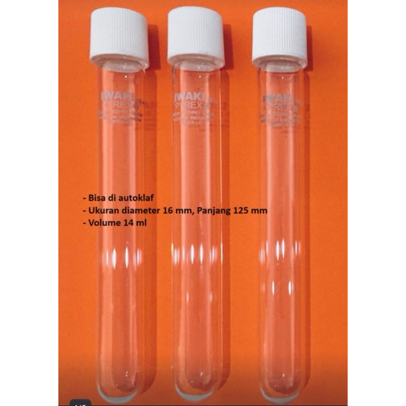 Jual Tabung Reaksi Test Tube Pyrex Iwaki Dengan Tutup Ulir Ukuran ...