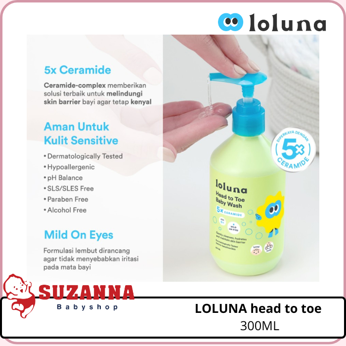 Jual LOLUNA Head to Toe Baby Wash 300ml | 5x Ceramide | Shopee Indonesia