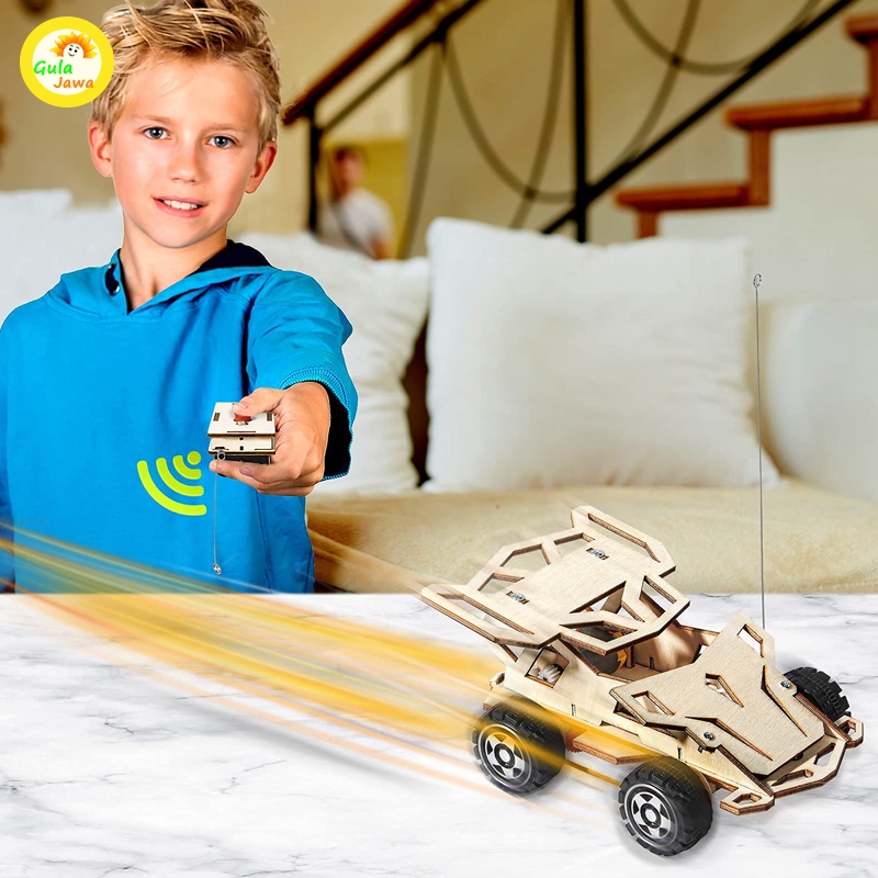 Jual Mainan Rakitan Wooden Four-Wheel Drive Racing Car Elektrik Diy ...