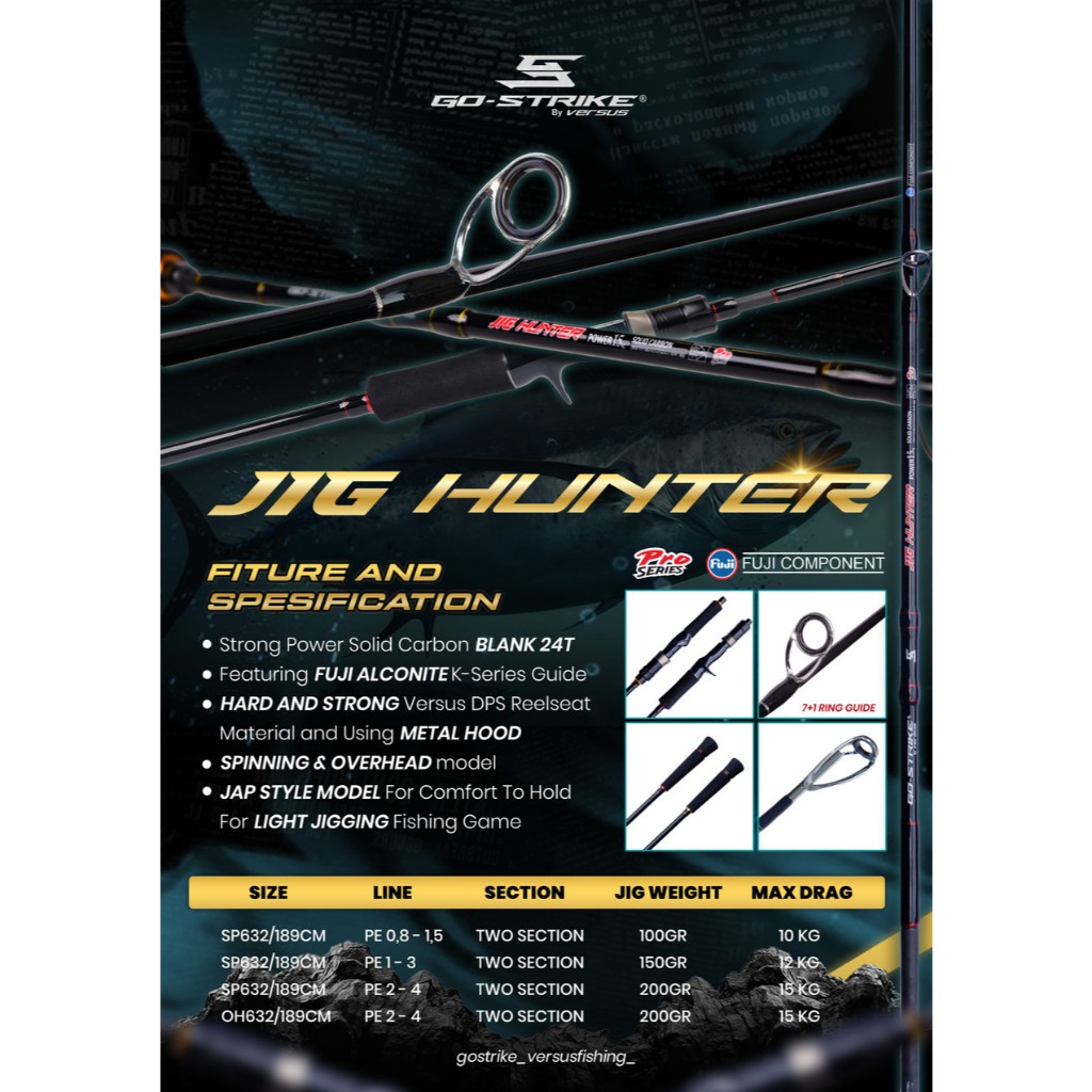 Jual Stick Joran Pancing Jigging VERSUS JIG HUNTER (GO STRIKE) | Shopee ...