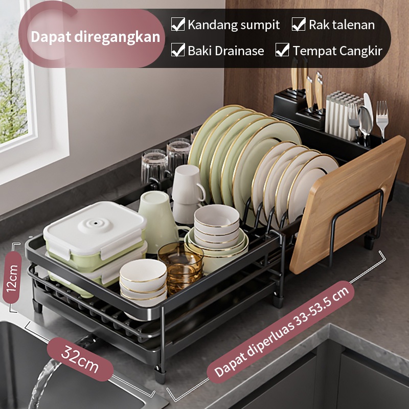 Jual Rak Piring Dapur Stainless Steel Penyimpanan Rak Pengering Piring ...