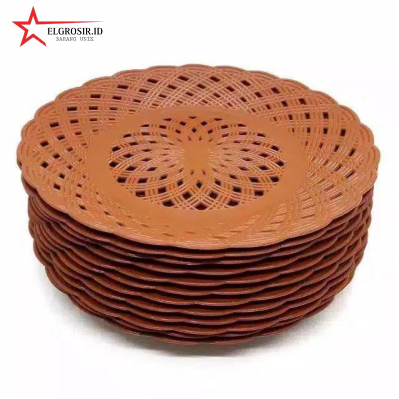 Jual Piring anyaman rotan Plastik isi 12 pcs - coklat / piring plastik / piring anyam | Shopee ...
