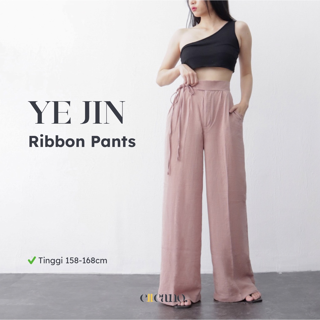 Jual ELLEANO | Ye Jin Pants - Celana Panjang Kulot Wanita - Ribbon Pants - Loose Pants - Wide ...