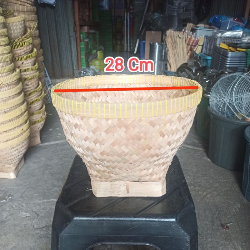 Jual Bakul Bambu kecil 28 cm / Bakul Bambu cuci beras/Bakul nasi bambu ...