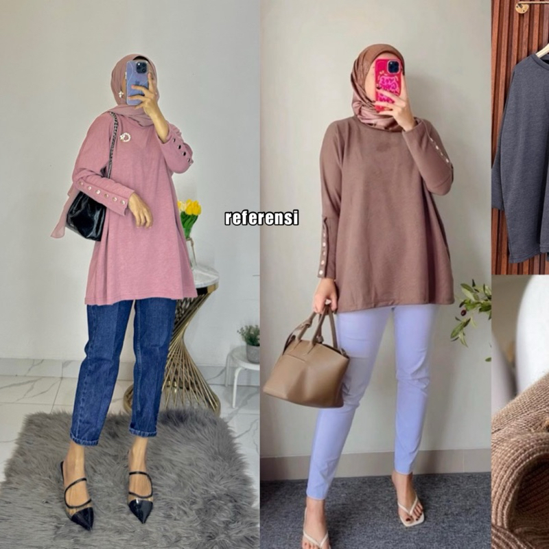 Jual ATASAN KNIT BLOUSE RAJUT STARLA INARA BUTTON KANCING OVERSIZE ...