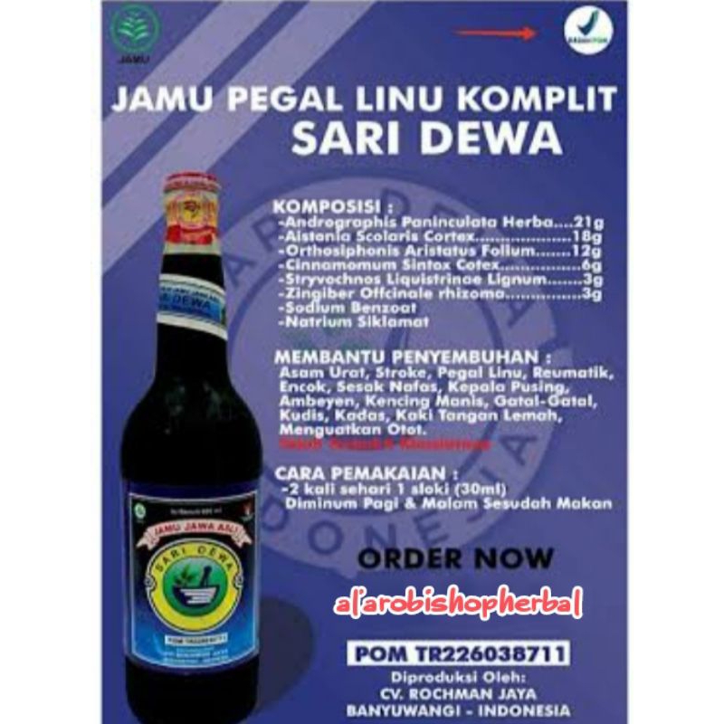 Jual Jamu Sari Dewa Pegalinu Asam Urat (Rasa Pahit) 600ml Asli Original ...