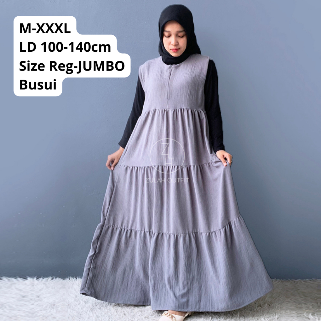 Jual ZLH Jinie Overall - Gamis Inner Outer Dress Wanita Rempel Susun ...