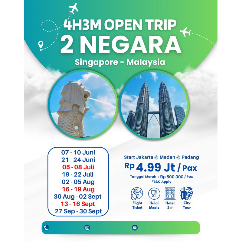 Jual paket tour 2 negara tanggal keberangkatan sesuai dengan katalog ...
