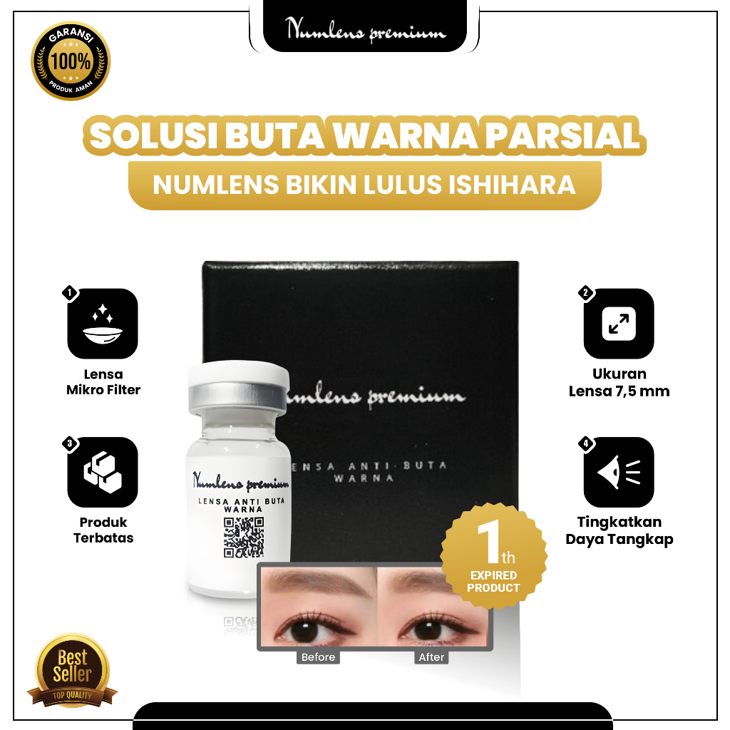 Jual (Ready Stok) Softlens Lensa Buta Warna Parsial Numlens Expired 1 ...