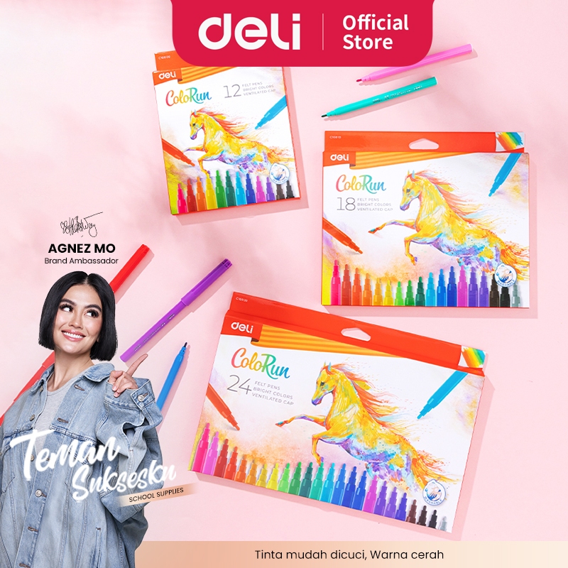 Jual Deli Spidol 12/18/24 Warna Tidak beracun Warna Cerah EC10020 ...