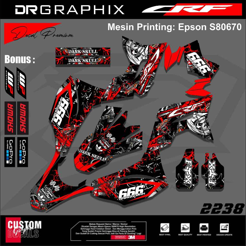 Jual (Bisa Cod) Decal Stiker Crf Hitam Keren Terbaru - Stiker Crf ...