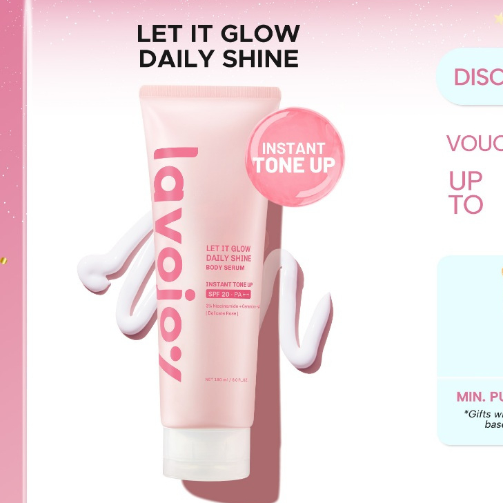Jual Lavojoy Let It Glow Daily Shine Body Serum Instant Tone Up SPF 20 PA++ net 180ml | Shopee ...