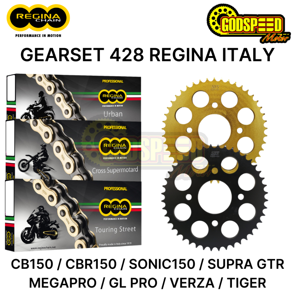 Jual GIRSET / GEARSET SSS REGINA 428 STEEL BLACK / STEEL GOLD CB150 CBR150 MEGAPRO GL PRO RANTAI ...