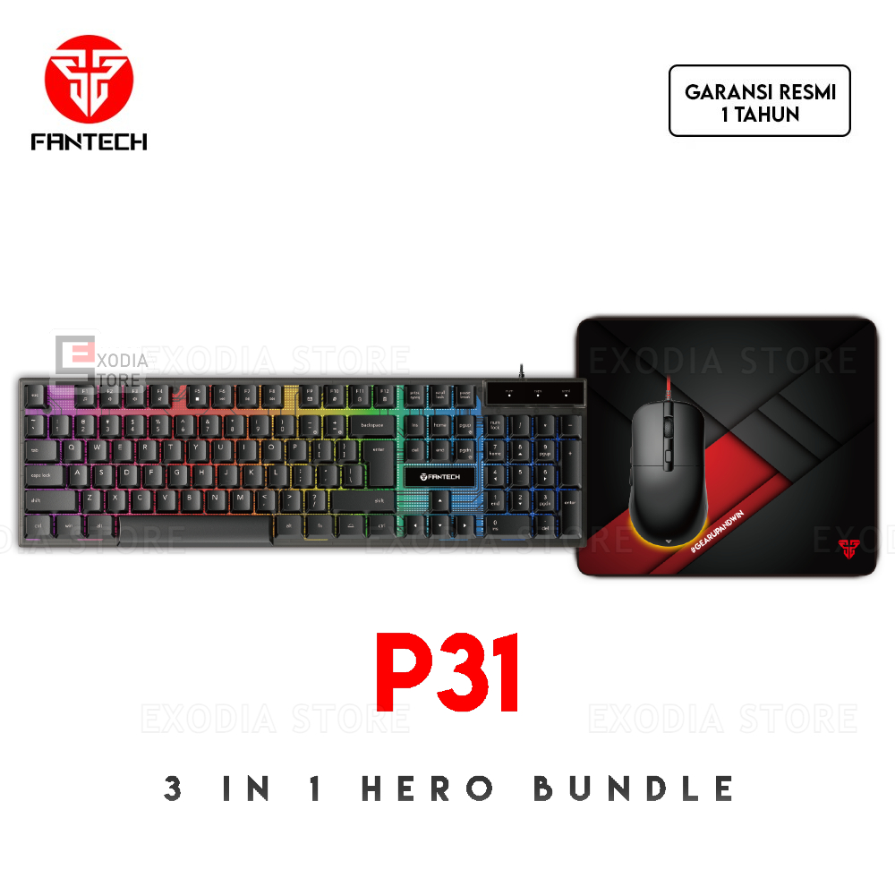 Jual Fantech 3 in 1 Combo P31 Gaming Keyboard Mouse Mousepad - RGB ...
