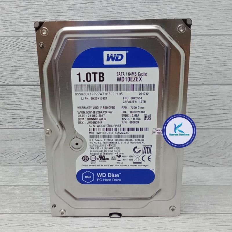 Jual Hardisk PC 1TB/500GB WD Blue/ Rpm 7200/5900 Sata 3.5 For Computer ...