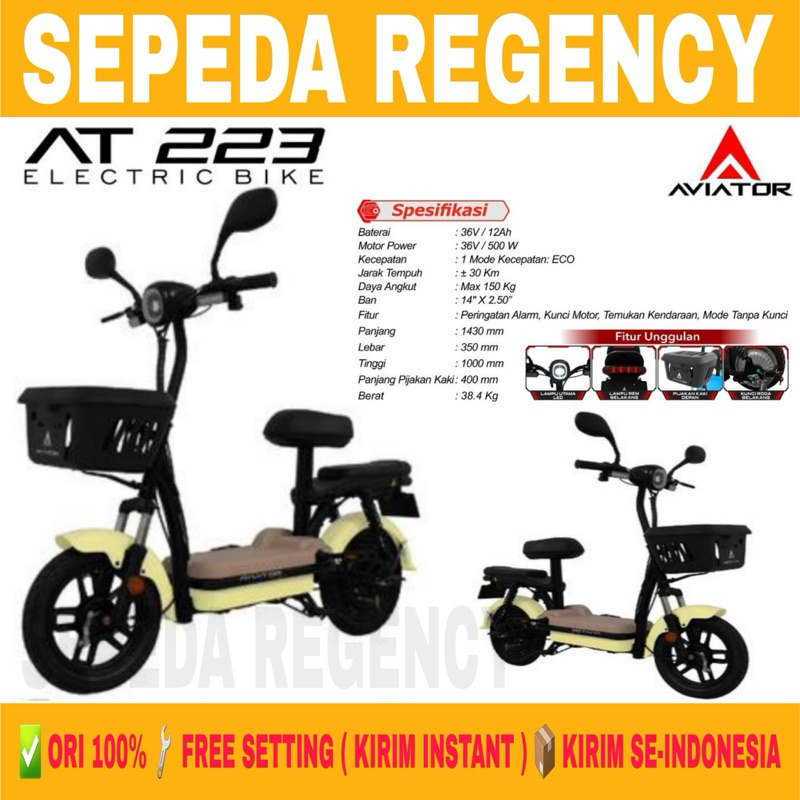 Jual Sepeda Listrik AVIATOR AT 223 Electric Bike 500 Watt by PACIFIC | Shopee Indonesia