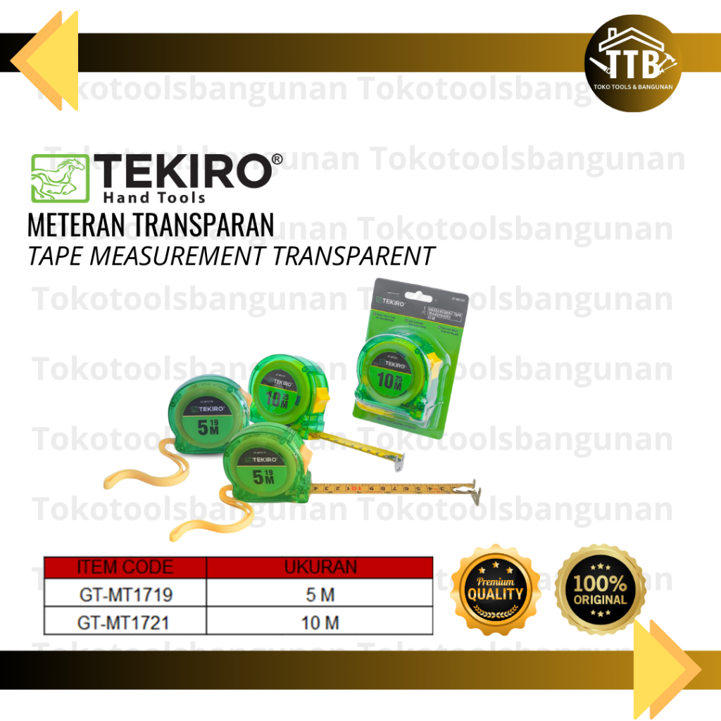 Jual TEKIRO Meteran Transparan Ukuran 10 Meter/Tekiro Measurement Tape ...