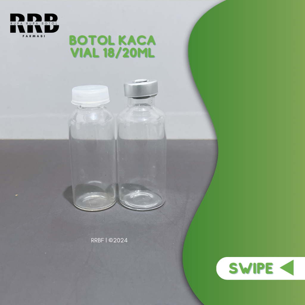 Jual (PAKET isi 100pcs) Botol vial kaca 20ml dan 30ml kaca tutup karet ...