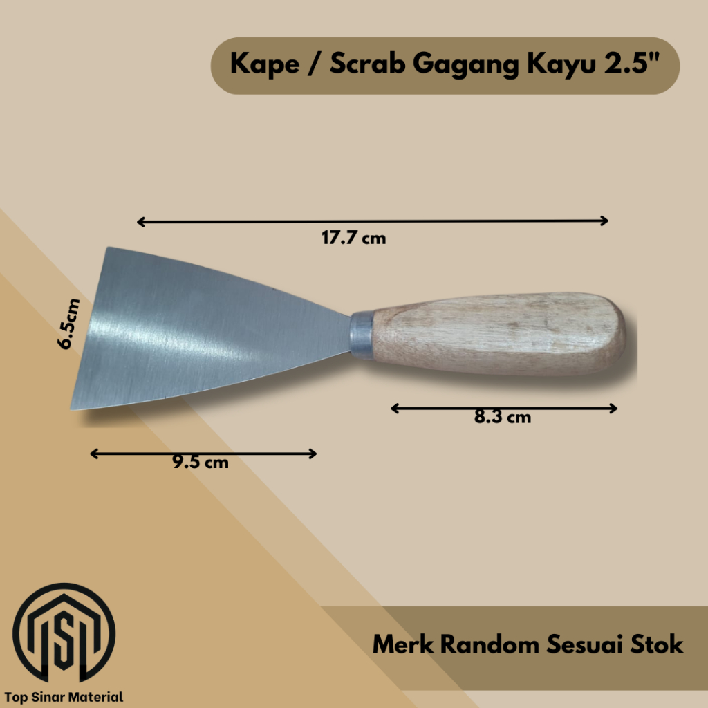 Jual kape gagang kayu plat besi / scraper murah kape gg kayu murah 2.5 ...