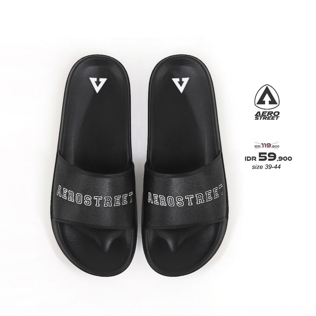 Jual Aerostreet 39-44 Prime Hitam Hitam - Sandal Sendal Selop Slip On ...