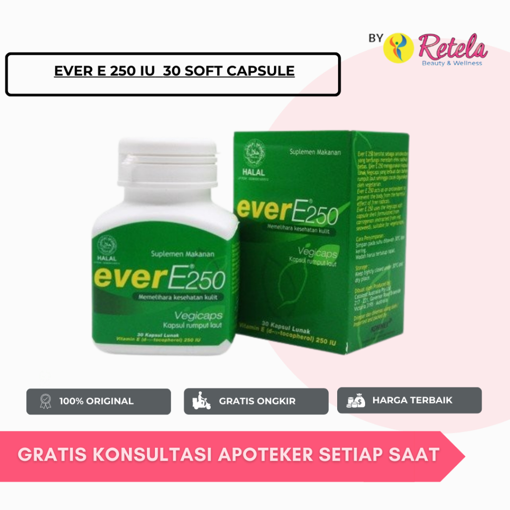 Jual EVER E 250 IU ( 1 BOTOL ISI 30 SOFT CAPSULE) | Shopee Indonesia