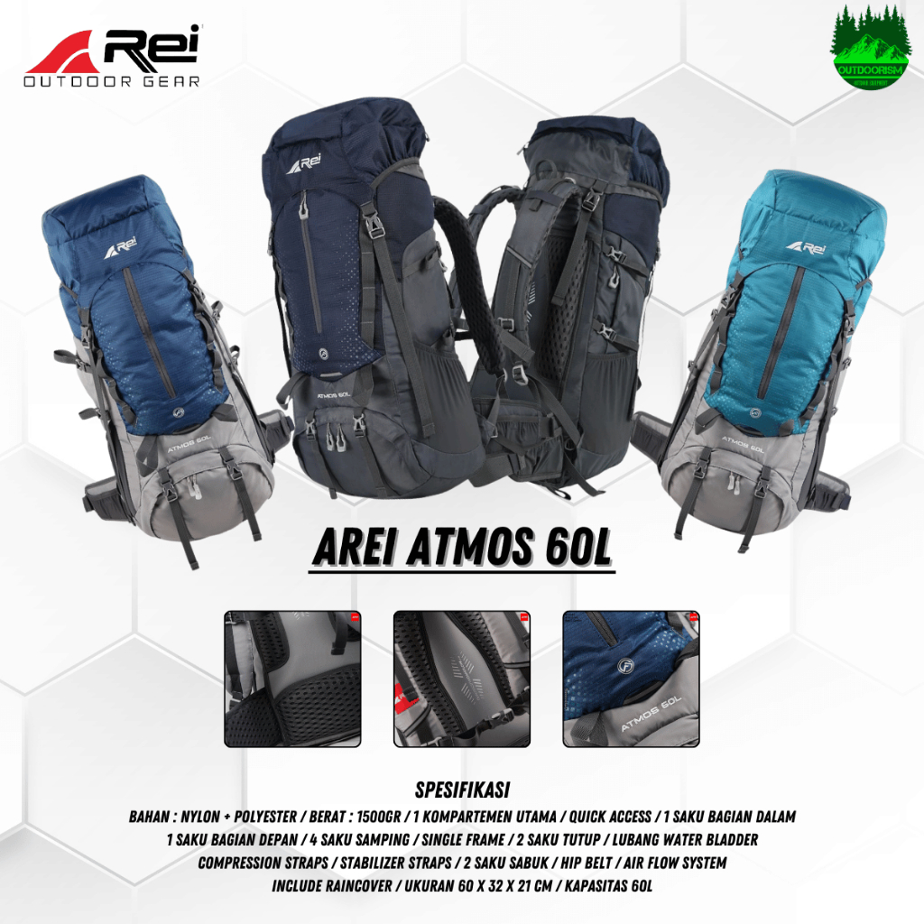 Jual Tas Gunung Arei Atmos 60L / Carrier Seven Summits Kapasitas 60L / Keril Gunung Kapasitas ...