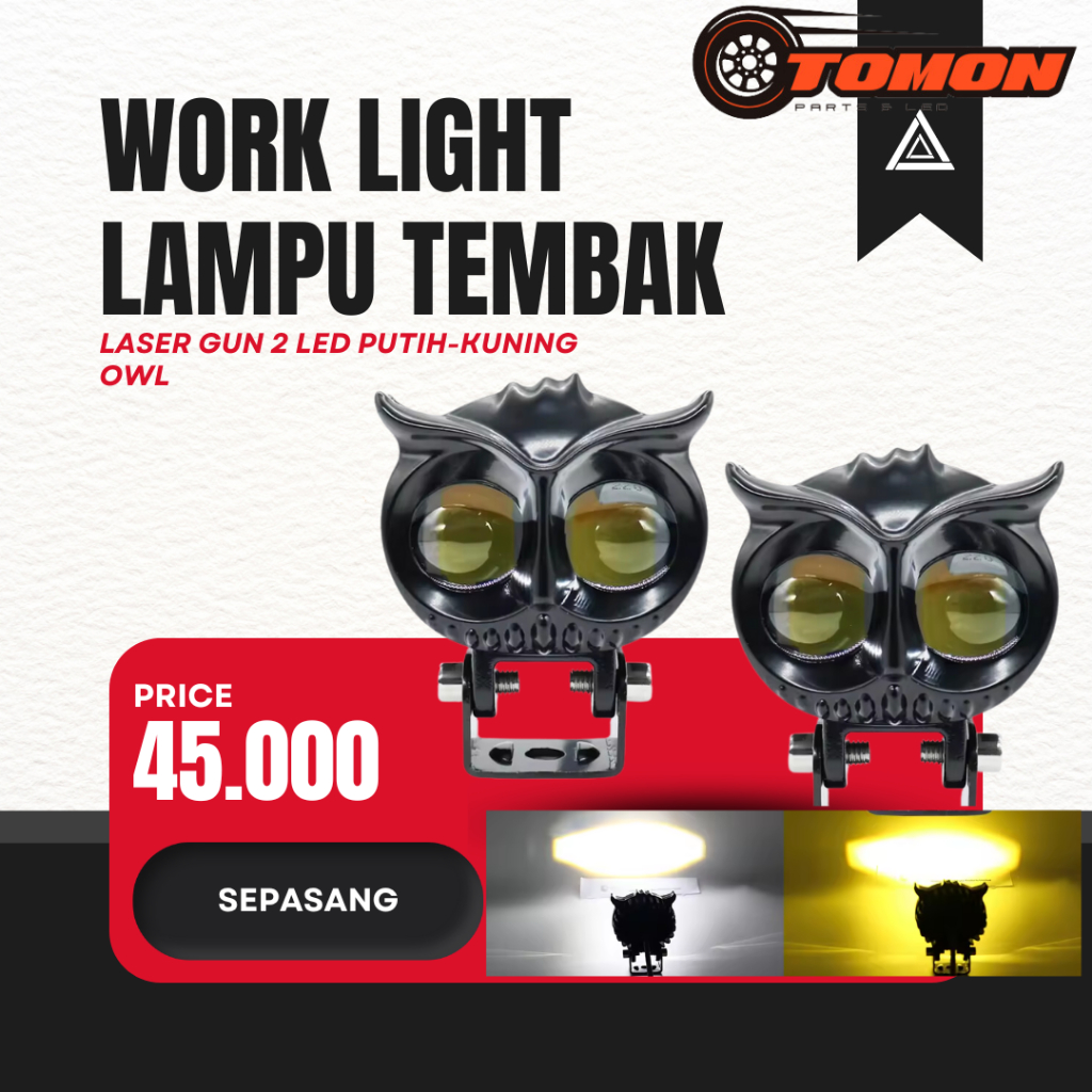 Jual Lampu Tembak Laser Gun / SQL 2 Led / 2 Mata 12V-24V Model OWL ...