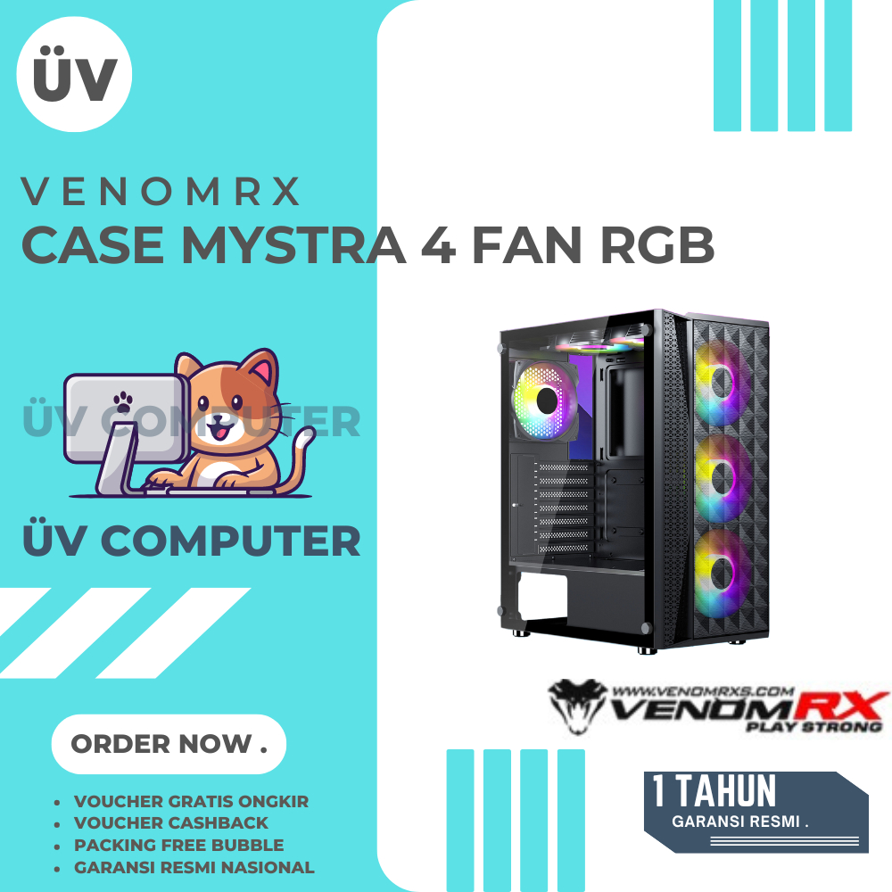 Jual Casing PC Komputer VenomRX Mystra Mid Tower ATX Case 4 Fan RGB ...