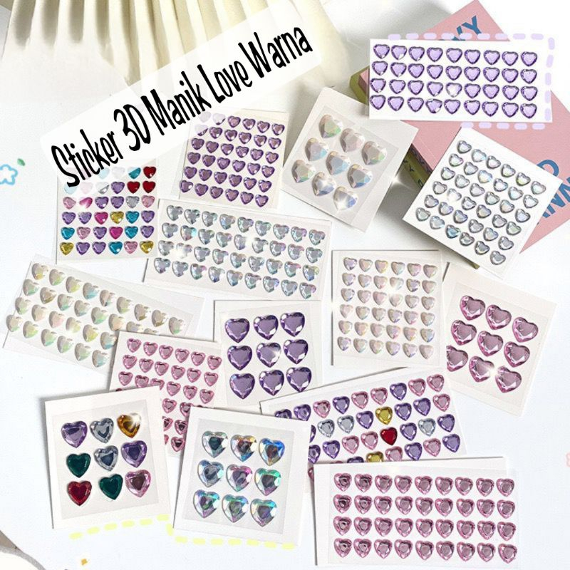 Jual DY PACK Sticker 3D Manik Love Warna / Stiker DIY Berlian Bentuk ...