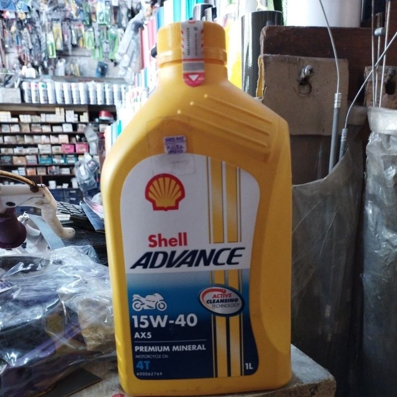 Jual Oli Shell Advance AX5 SAE 15W-40 premium mineral sepeda motor 4T 1 liter | Shopee Indonesia