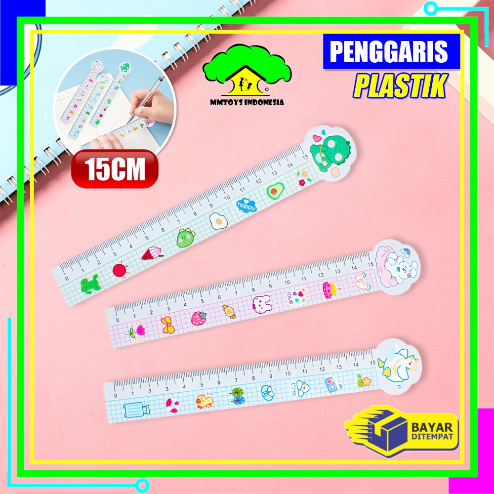 Jual MI-A91 Penggaris Plastik 15cm Anak Pelajar Karakter Lucu Alat ...
