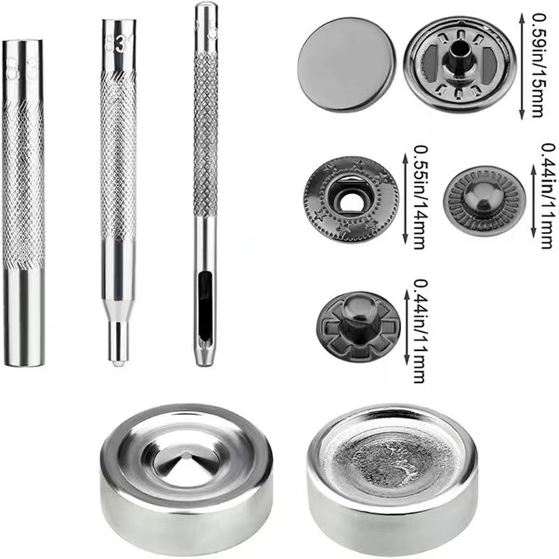 Jual 1 set Metal Kancing Snap Anvil Rivet Fixing Spike Rivets Setter ...