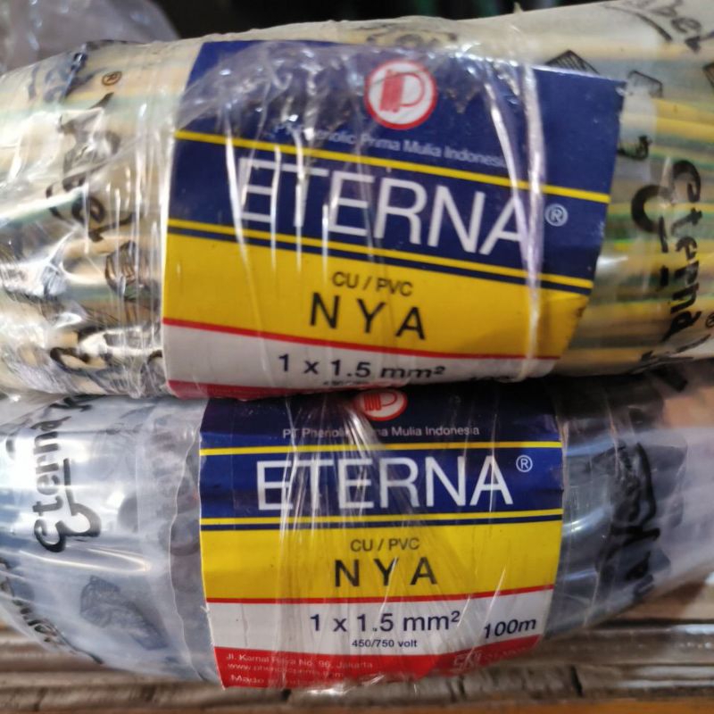 Jual eterna kabel listrik eterna NYA 100M 1x1,5 (per'roll) | Shopee Indonesia