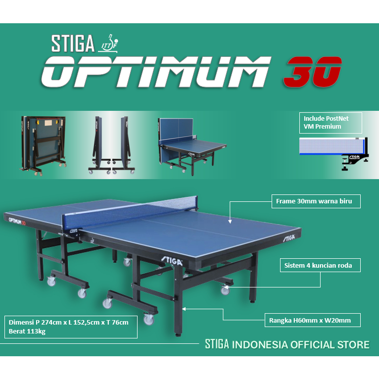 Jual STIGA TABLE OPTIMUM 30 2025 EDITION | meja pingpong premium stiga optimum 30 standar ITTF ...