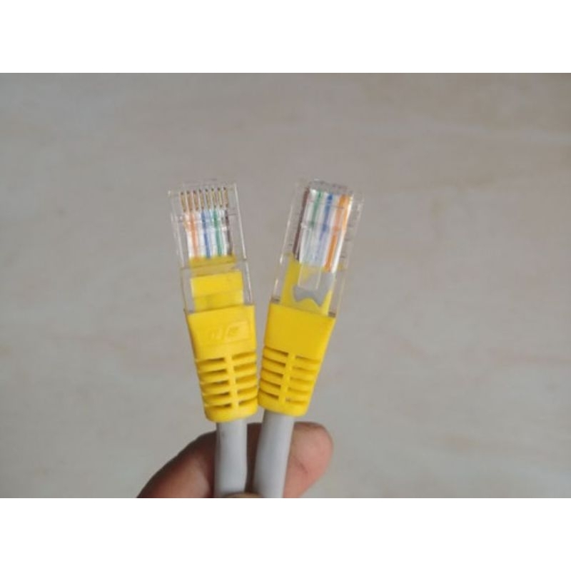Jual kabel lan 2 meter warna kuning RJ 45 cat 5e baru 8 pin bawaan ont ...