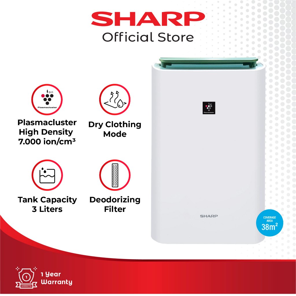 Jual Sharp Dehumidifier - With Plasmacluster Ion 38m² DW-E16FA-W 3 Liters | Shopee Indonesia
