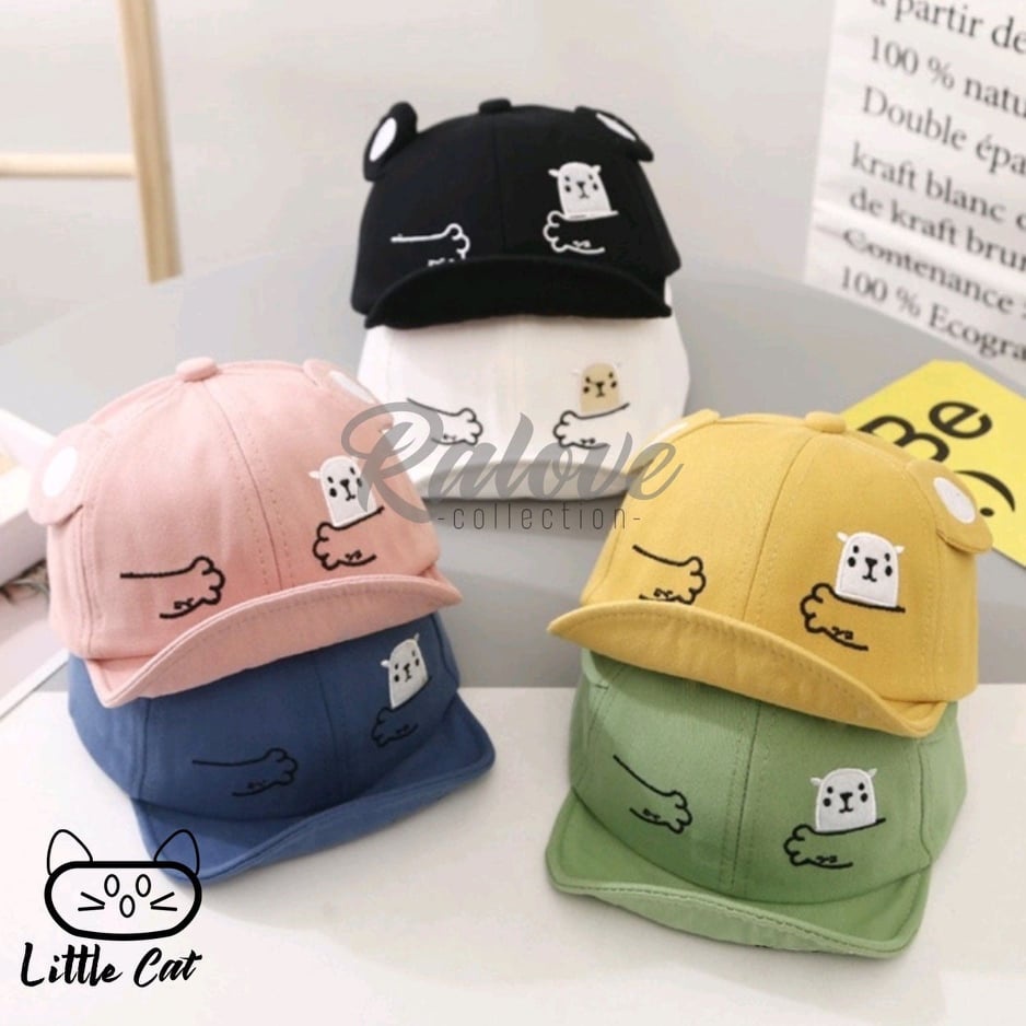 Jual Topi Anak Model Bordir Peluk Beruangr / Topi Anak Bayi usia 1 ...