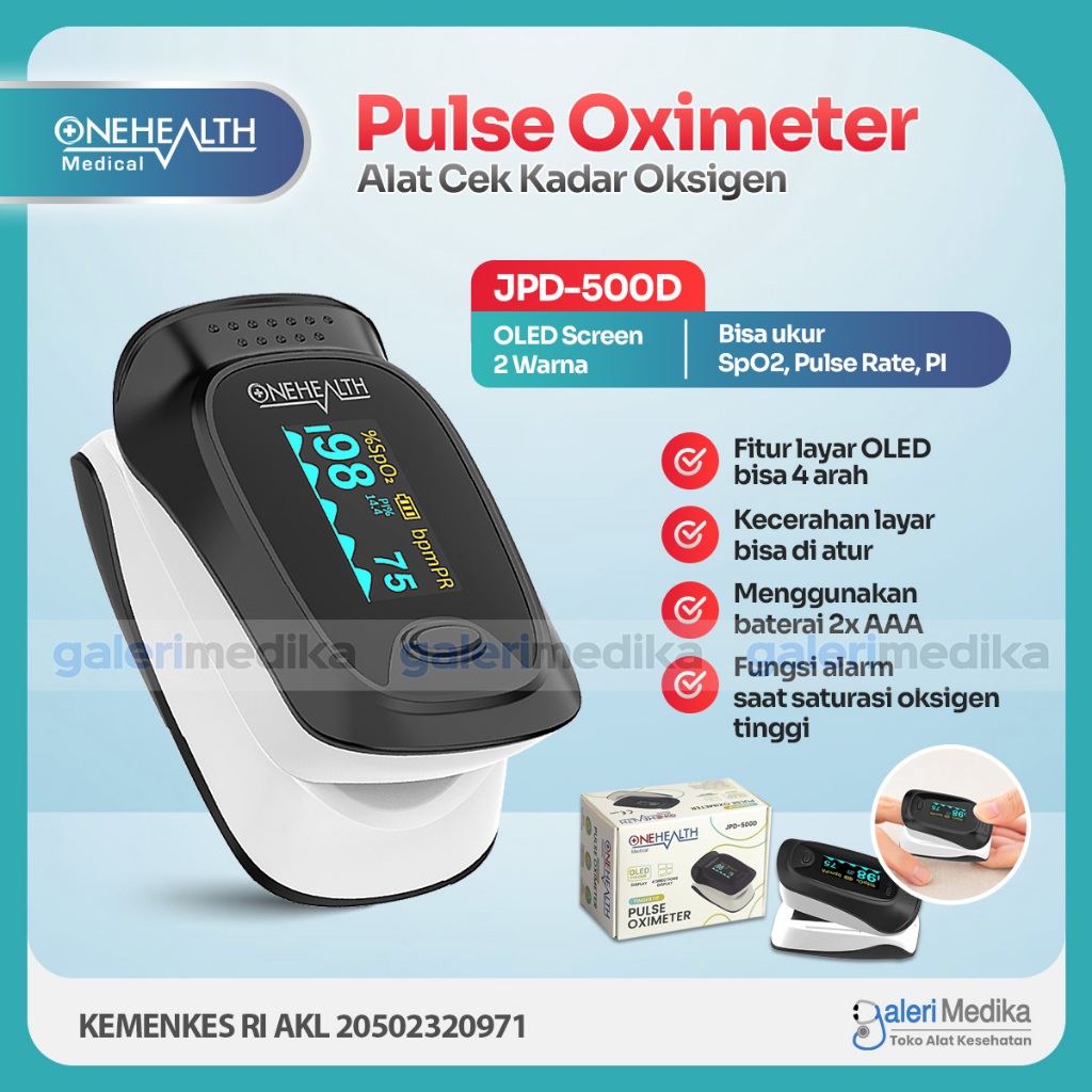 Jual Pulse Oximeter OneHealth JPD-500D OLED Screen - Alat Ukur Saturasi ...