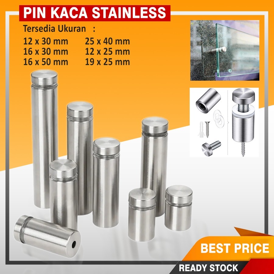 Jual PIN STAINLEES STEEL MIKA ACRYLIC / PIN AKRILIK UKURAN 12X25MM ...