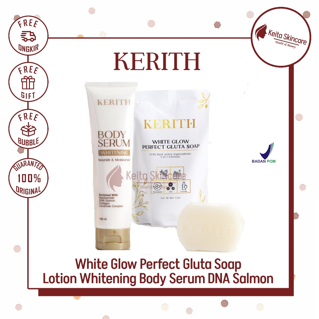 Jual KERITH White Glow Perfect Gluta Soap Lotion Whitening Body Serum ...
